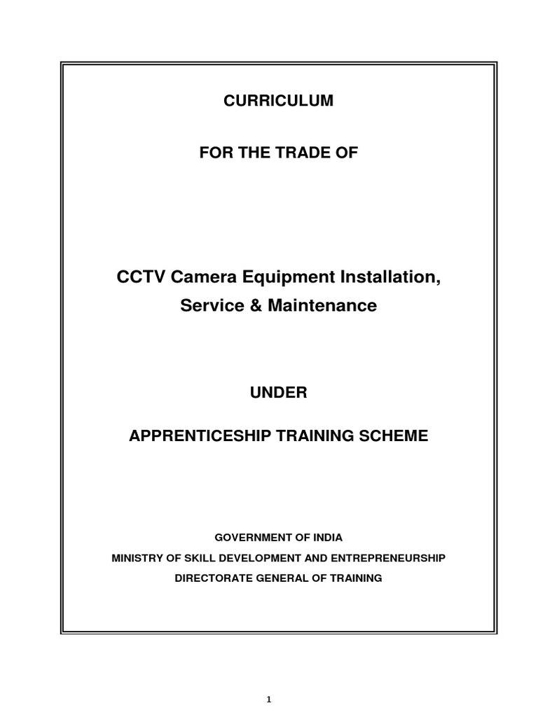 CCTV Camera Equipment Installation, Service & Maintenance: Curriculum ...