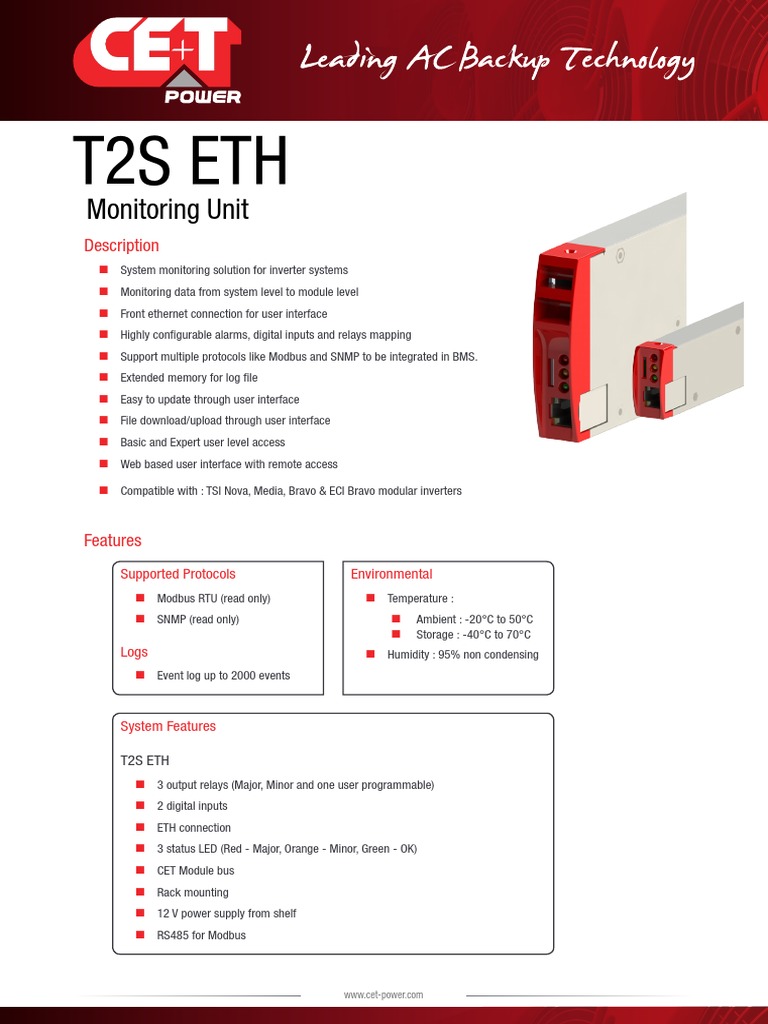CET Power - T2S ETH - Datasheet - V1.2 | PDF | Computer Data | Computing