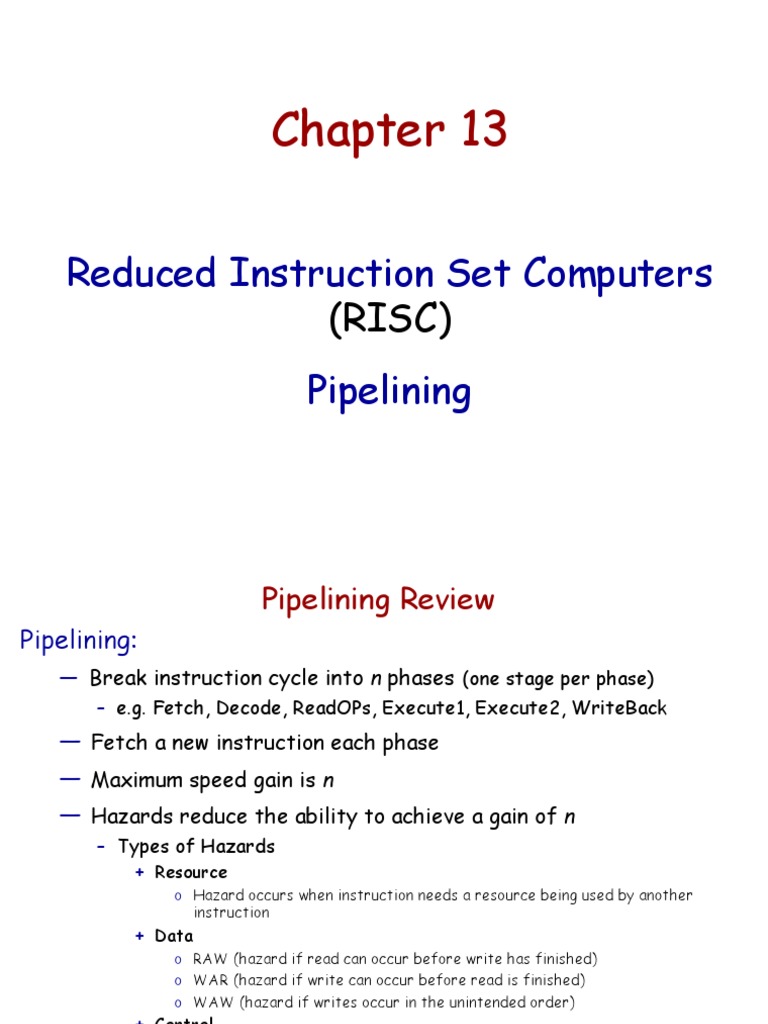 Reduced Instruction Set Computers Pipelining: (RISC) | PDF | Variable (Computer Science ...