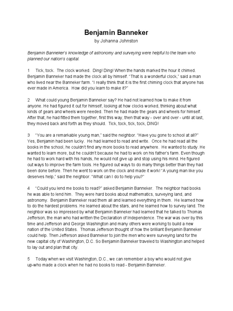 Benjamin Banneker | PDF | Thomas Jefferson | Cognitive Science