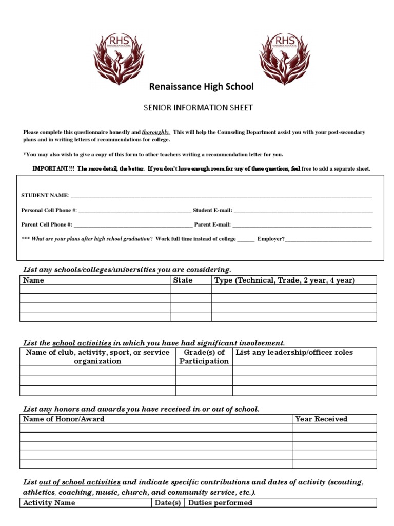 Brag Sheet - Letter of Recommendation | PDF | College | College ...