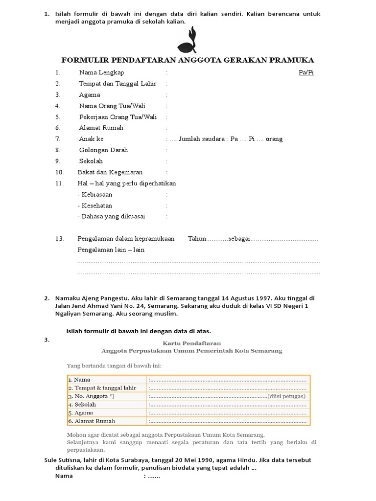 Latihan Soal Formulir Dan Wesel Pos | PDF | Kajian Bahasa Asing