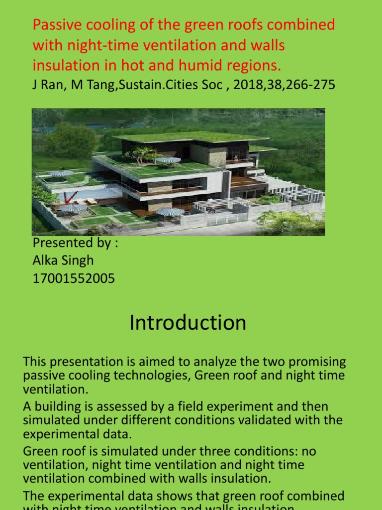 Passive Cooling of The Green Roofs Combined With Night-Time Ventilation ...