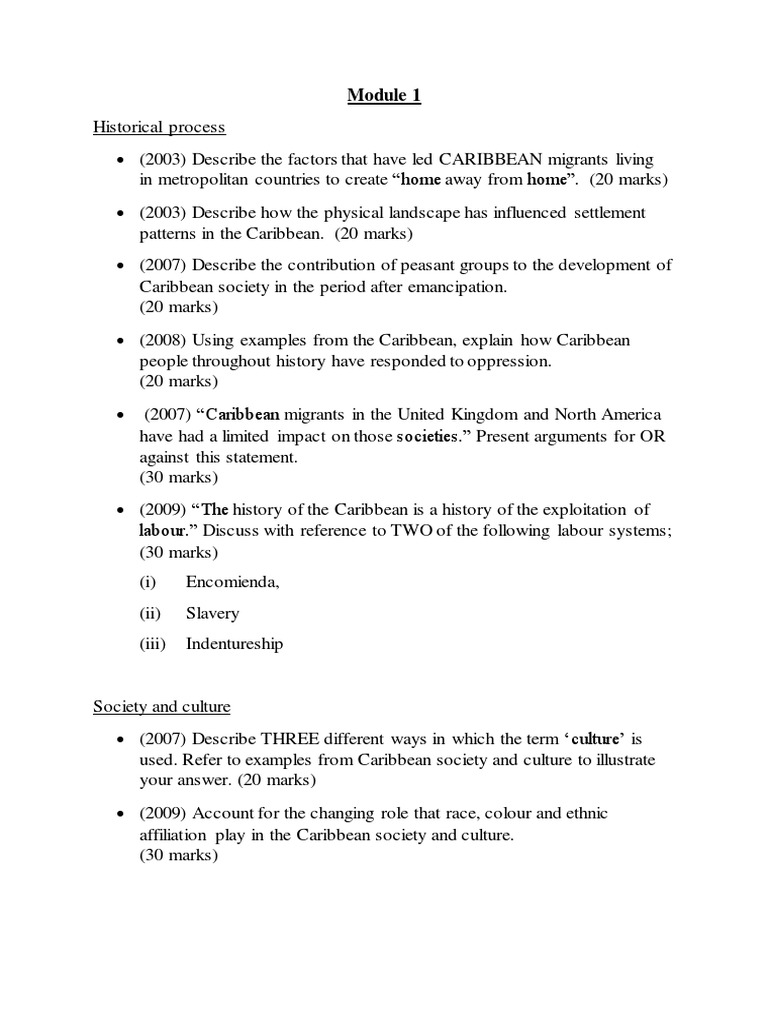 Caribbean Studies Paper 2 Topics 2025 | PDF | Economic Development ...