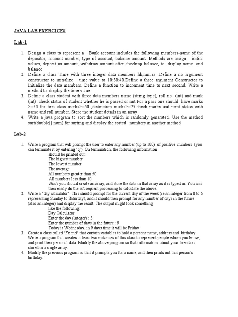 Lab Assignments Pdf Class Computer Programming Transaction Account