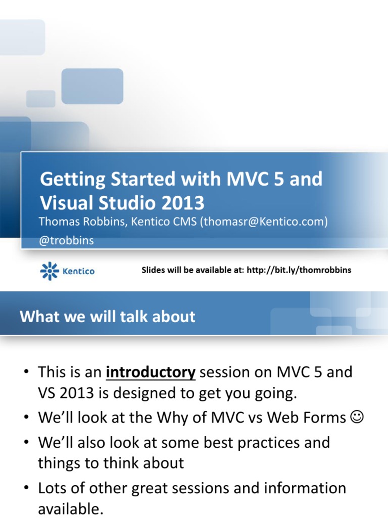 Getting Started With MVC 5 and Visual Studio 2013: @trobbins | PDF | Model–View–Controller | Html