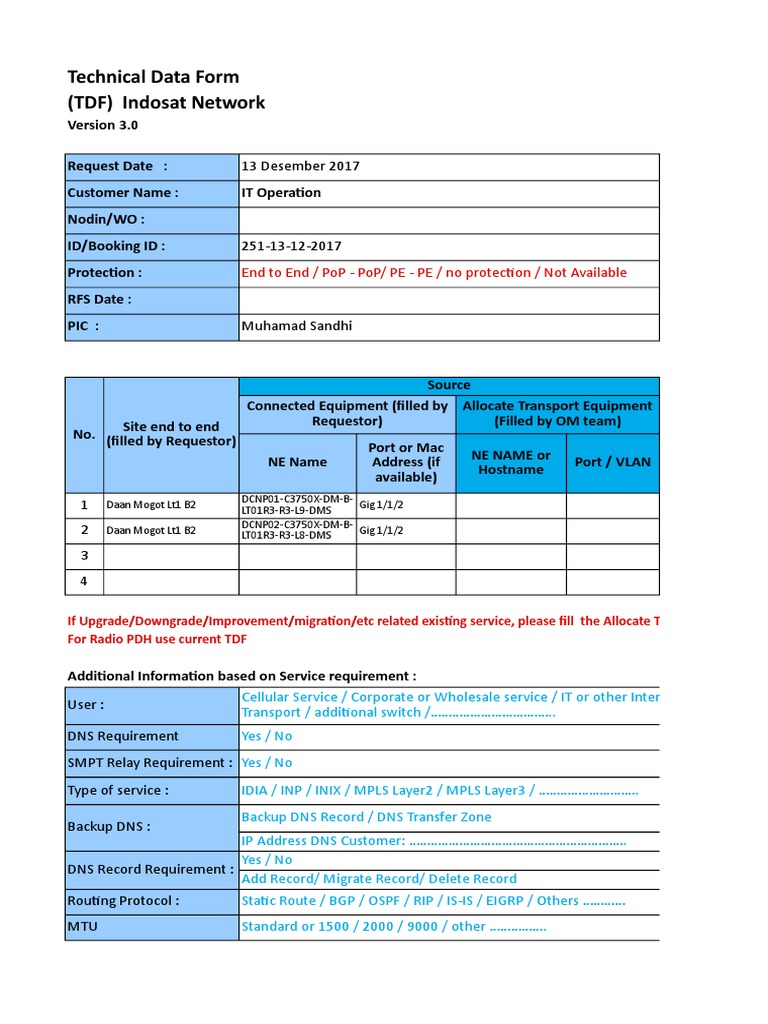 Network Connectivity Configuration for IT Operations Customer from ...