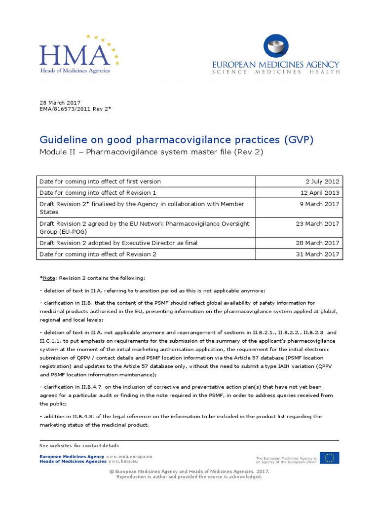 GVP Module II Pharmacovigilance System Master File Rev 2 - en PDF | PDF ...