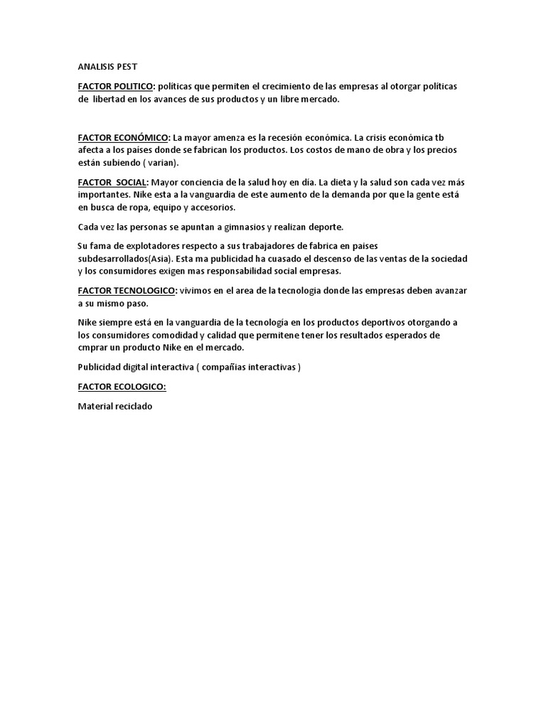 Analisis Pest Nike | PDF