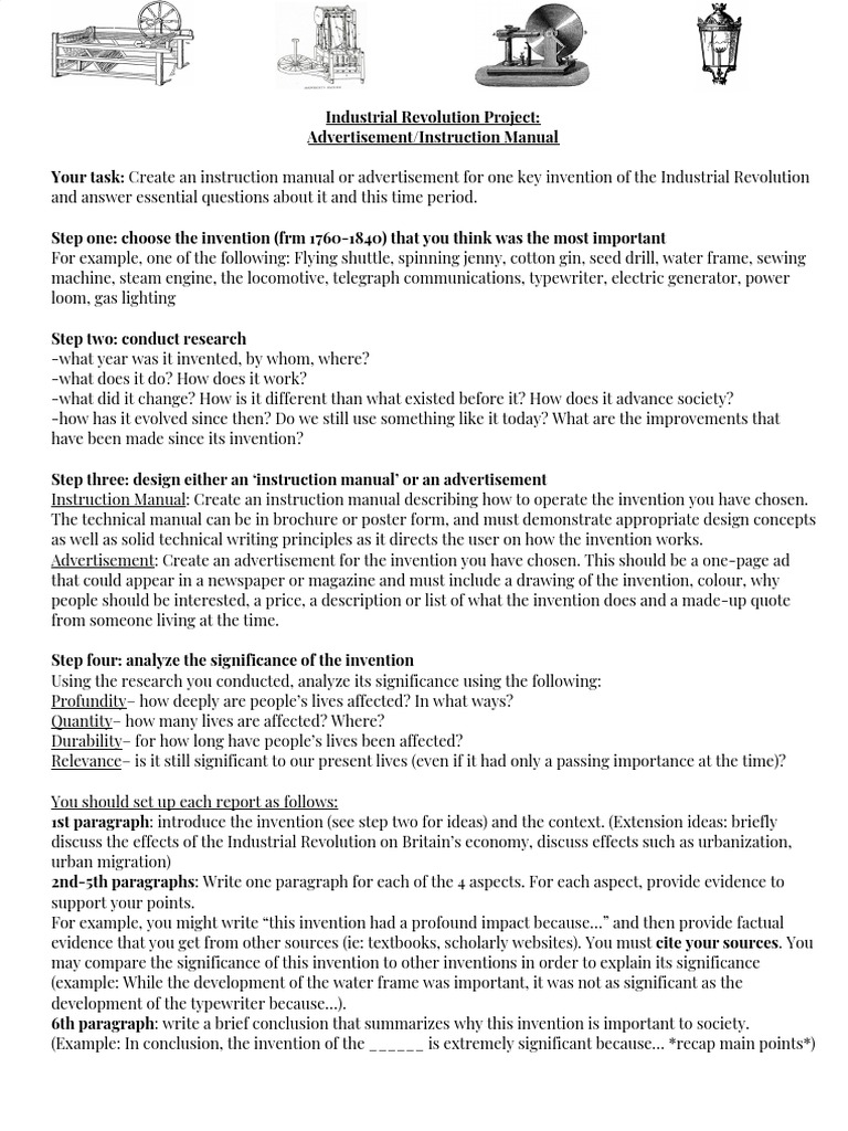 Industrial Revolution Assignment | PDF | Paragraph | Industrial Revolution