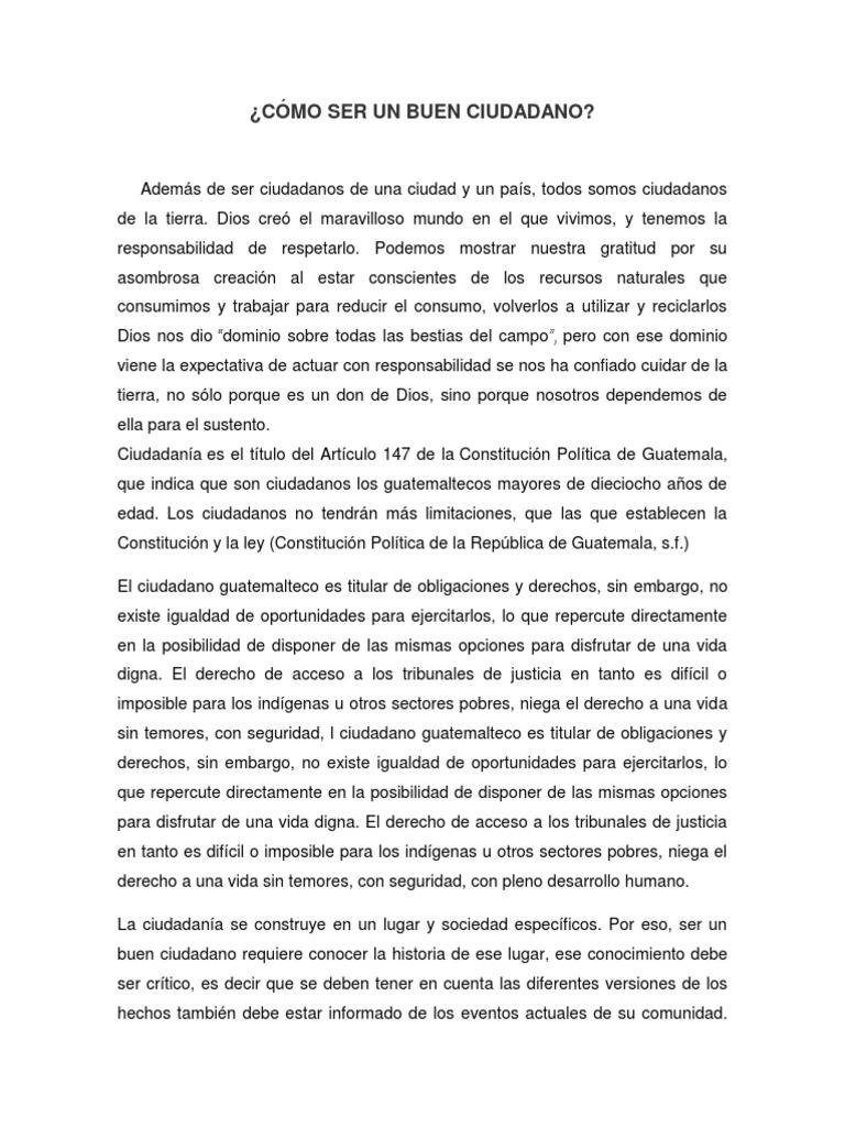 Cómo Ser Un Buen Ciudadano | Descargar gratis PDF | Ciudadanía ...