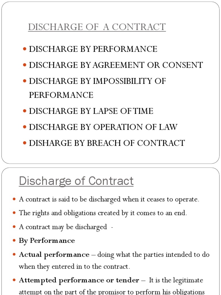 Modes of Contract Discharge Explained | PDF | Specific Performance ...