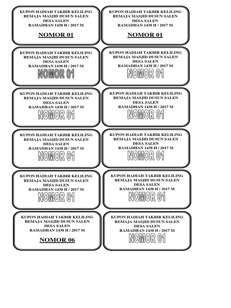 Kupon Takbir Keliling | PDF