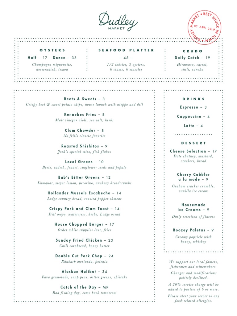 Dudley Market Menu | PDF