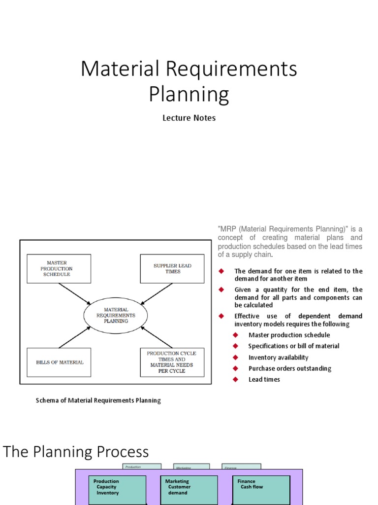 Material Requirements Planning Overview | PDF | Supply Chain Management ...