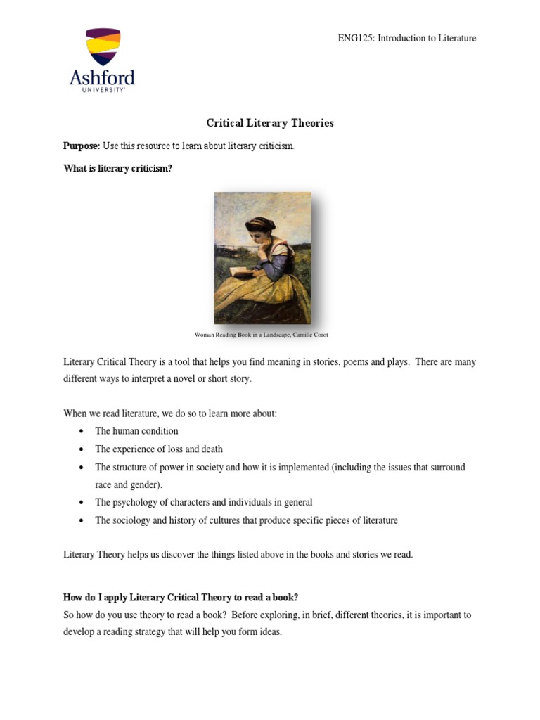 ENG125 - Critical Literary Theories PDF | PDF | Narrative | Literary ...