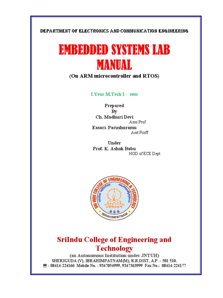 Embedded Systems Lab Manual: Sriindu College of Engineering and ...