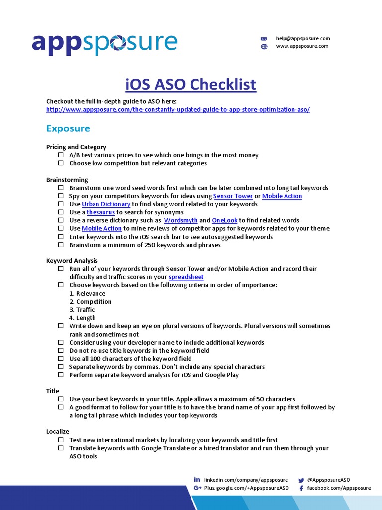ASO Checklist V | PDF | Search Engine Optimization | Google Play
