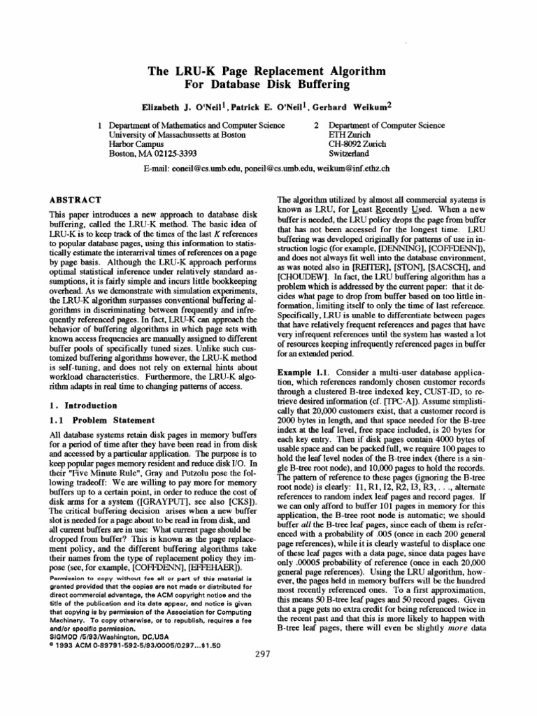 Database Design And Implementation Lru K Pdf Algorithms Databases 