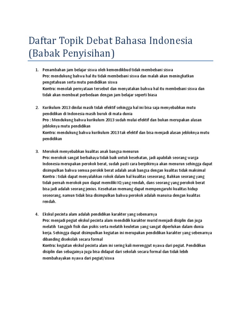 Topik Debat Pendidikan Indonesia | PDF