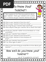 Get to Know Your Teacher Quiz | PDF