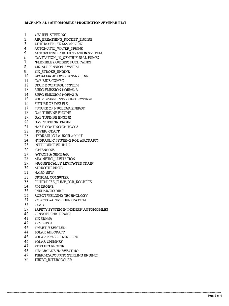 Mechanical and Automobile Production Seminar Topics | PDF | Internal ...