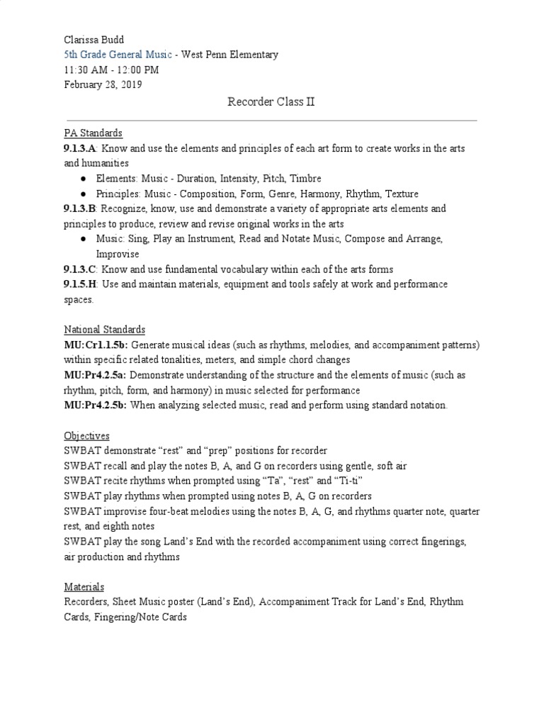 LT 5th Grade Recorders | Download Free PDF | Recorder (Musical ...