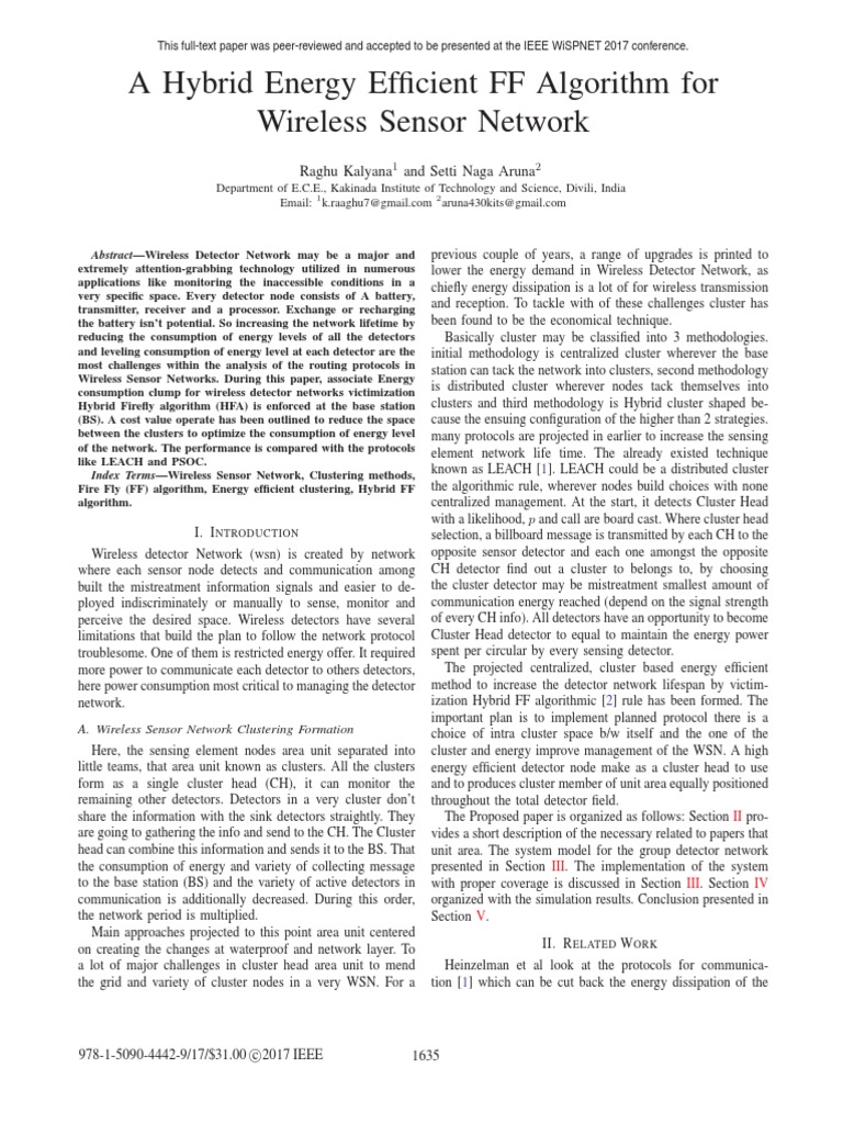 A Hybrid Energy Efficient FF Algorithm For Wireless Sensor Network PDF | PDF | Wireless Sensor ...