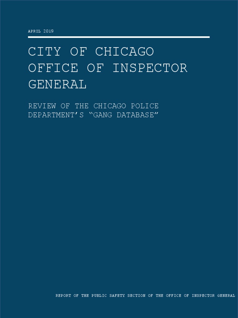 Chicago Inspector General's Gang Database Review | PDF | Chicago Police ...