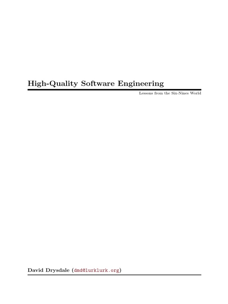 High Quality Software Engineering | PDF | Software Development | Software