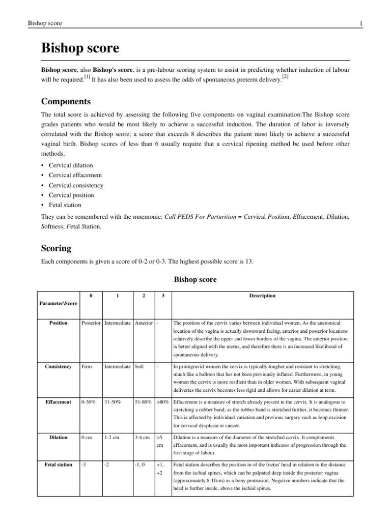 Bishop Score | PDF | Childbirth | Vagina