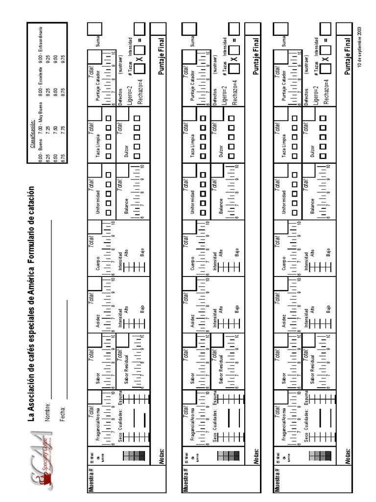 Formato SCAA (Esp) | PDF | Comida y bebida