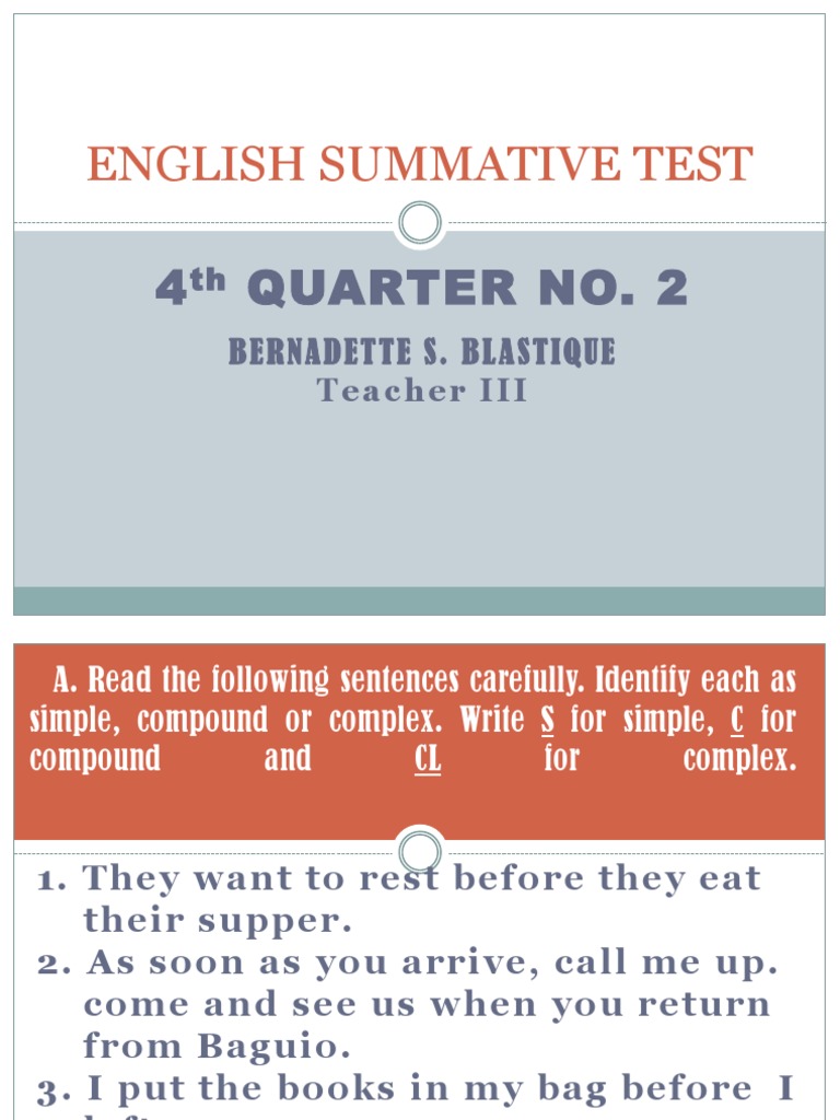English 6 Q4 Summative Test #2 | PDF | Rain