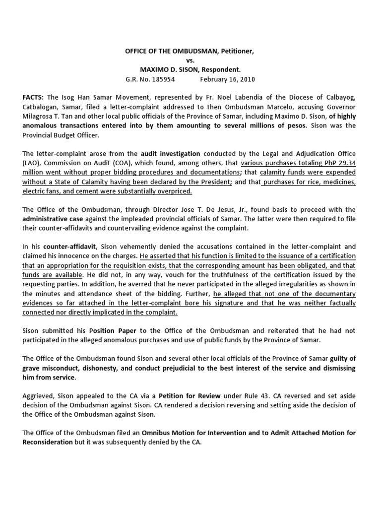Office of The Ombudsman | PDF | Intervention (Law) | Judgment (Law)