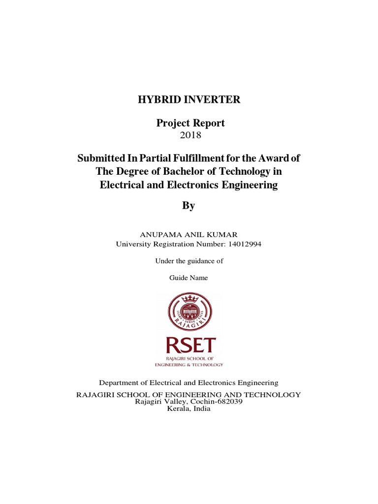 Hybrid Inverter Project Report | PDF | Power Supply | Renewable Energy
