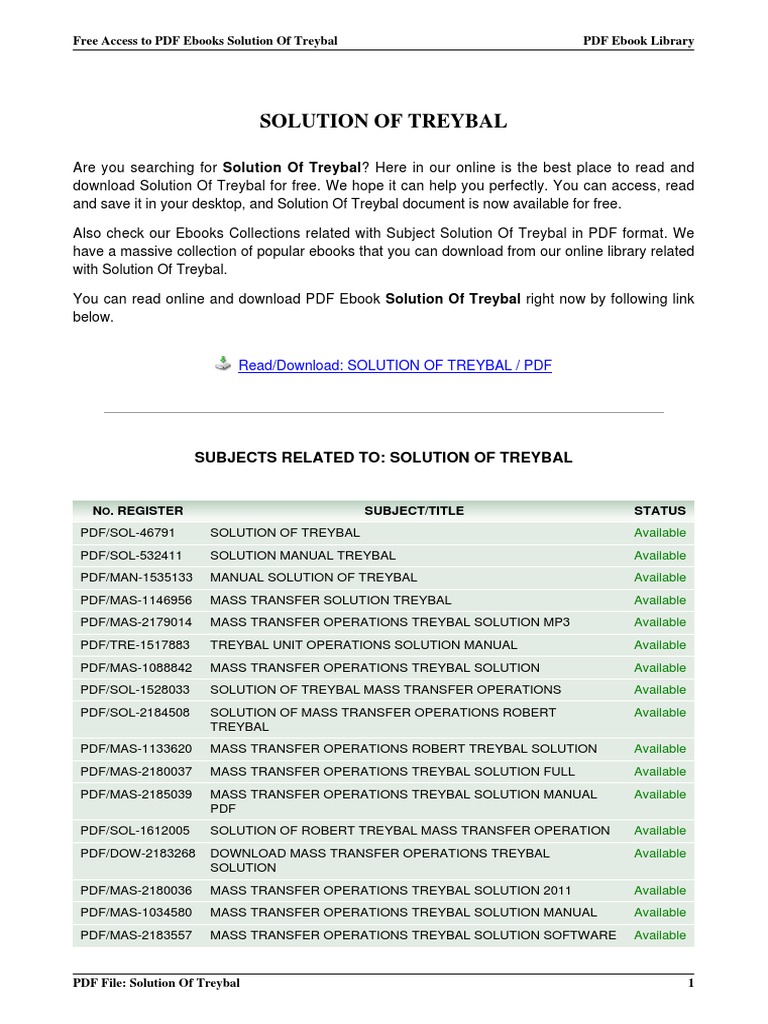 Solution of Treybal PDF | PDF | E Books | Intellectual Works