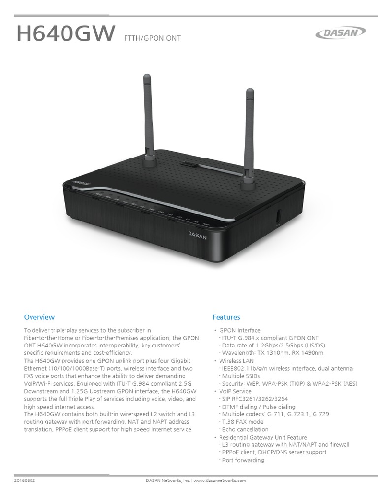 H640GW Leaflet | PDF | Wi Fi | Voice Over Ip