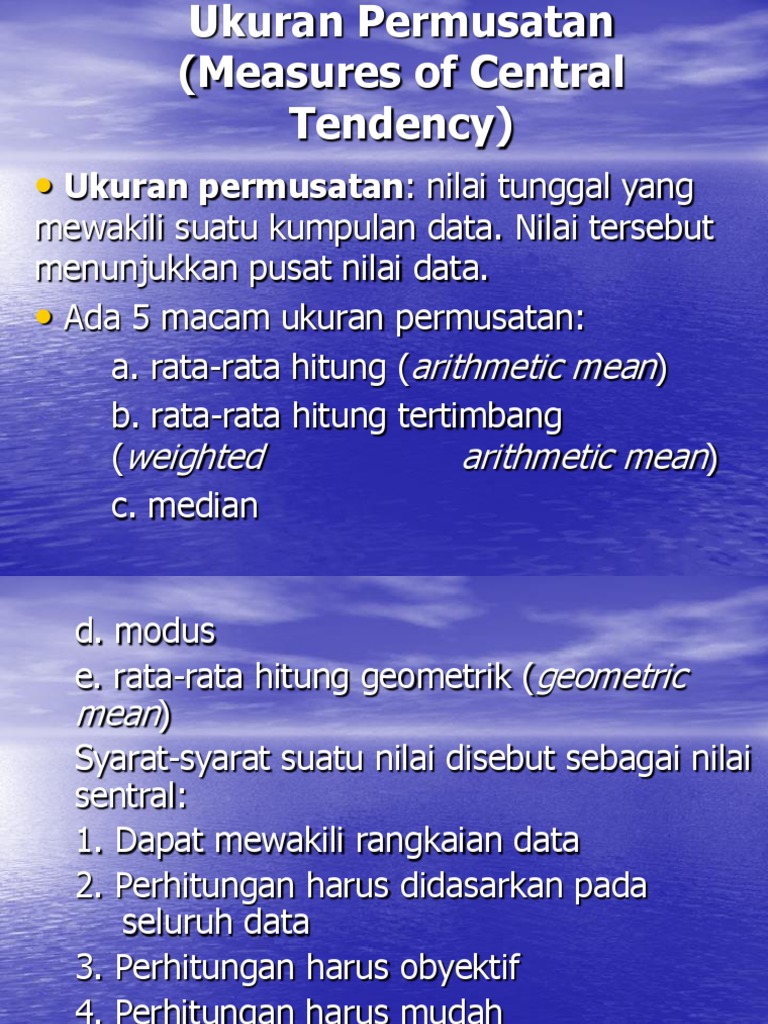 Ukuran Permusatan: Rata-rata, Median, Modus | PDF | Metode & Bahan Ajar