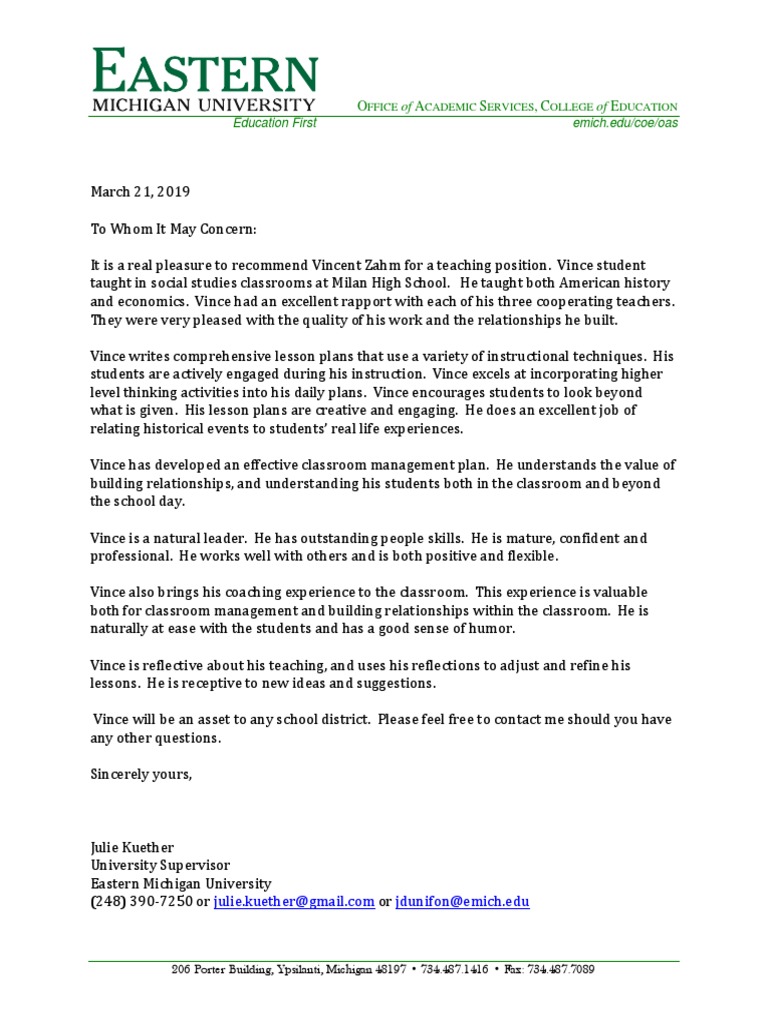 Vincent Zahn Letter For Real | PDF