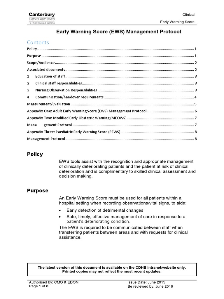 Early Warning Score | Download Free PDF | Blood Pressure | Patient
