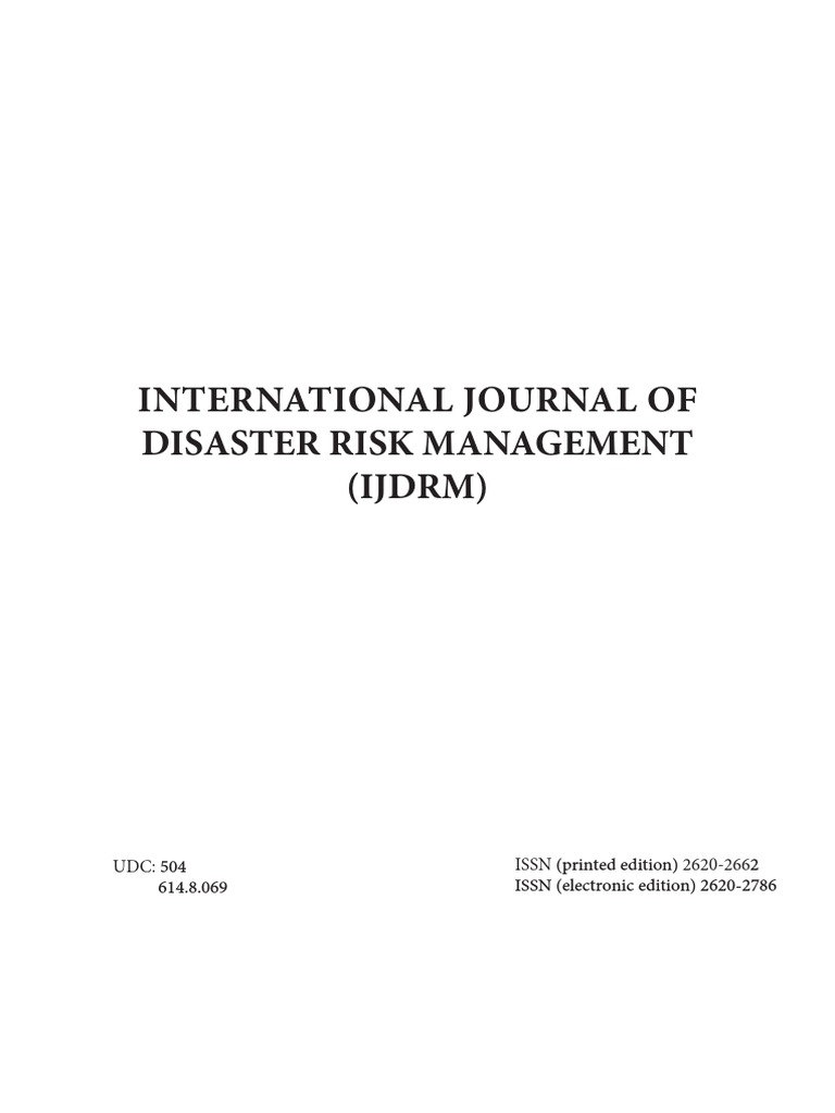 International Journal of Disaster Risk Management, Vol. 1, No. 1 | PDF ...