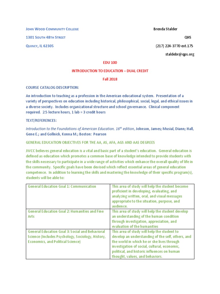 Introduction to Education Syllabus | PDF | Curriculum | Science