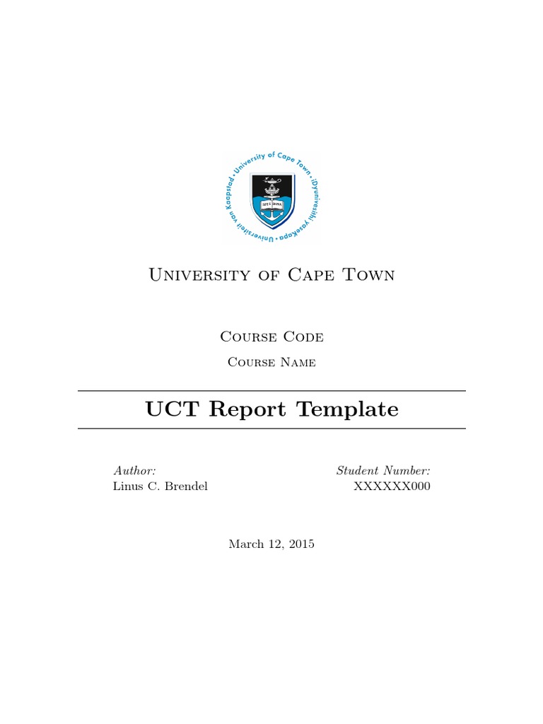 UCT Report Template Course Code and Name | PDF