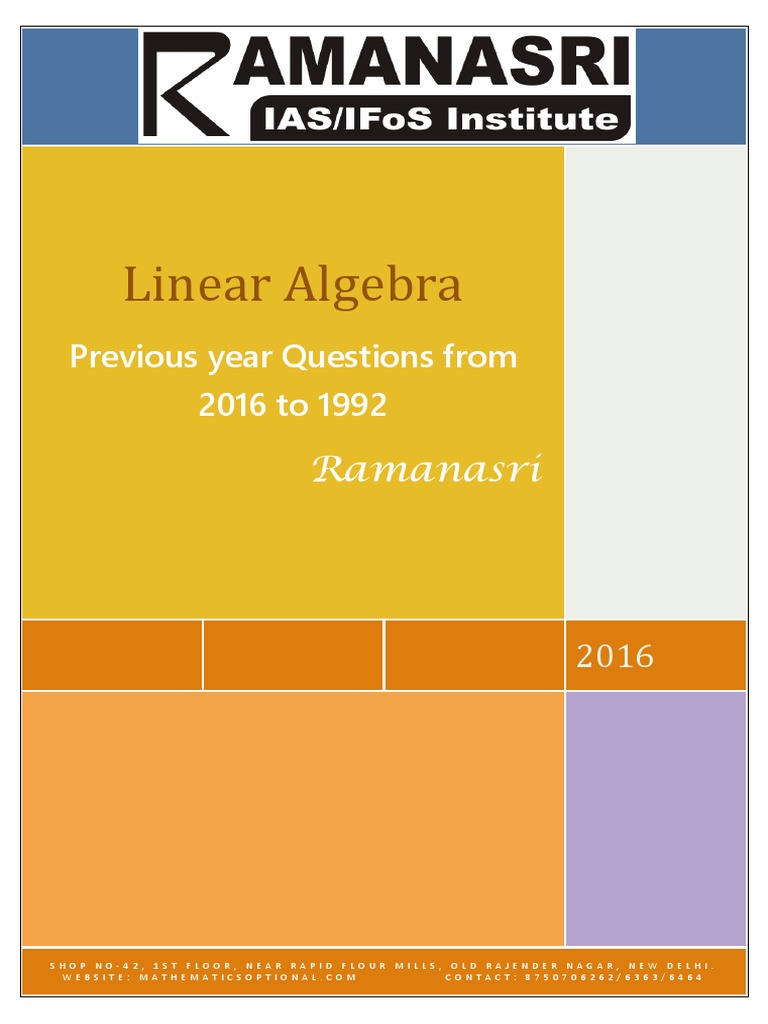 Linear Algebra UPSC Maths Optional Coaching Previous Year Module Wise ...