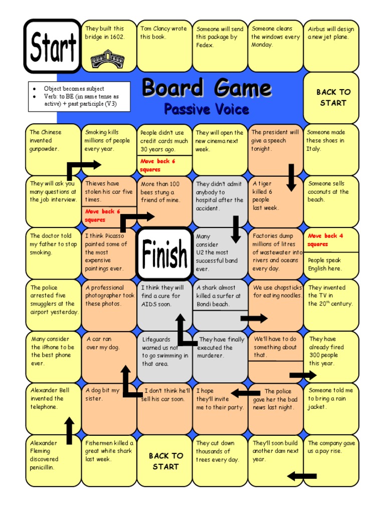 Board Game Passive Voice | PDF | Syntax | Grammar