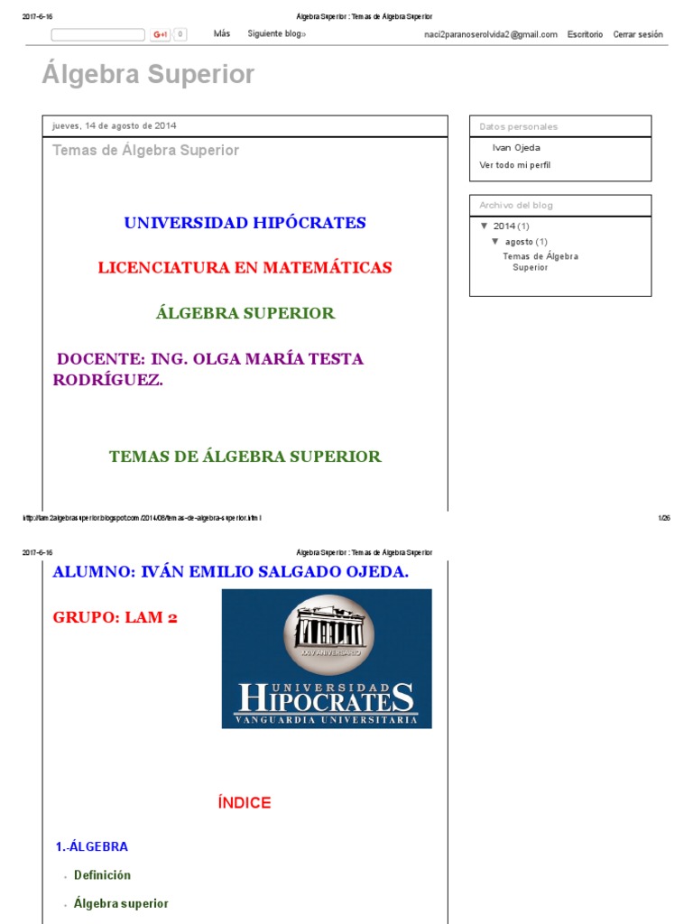 Álgebra Superior - Temas de Álgebra Superior | PDF | Matriz ...