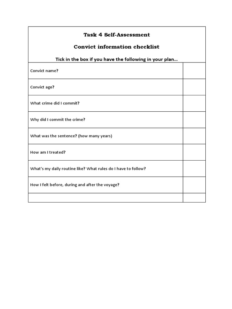 Convict Information Checklist | PDF | Law Enforcement | Crime & Violence