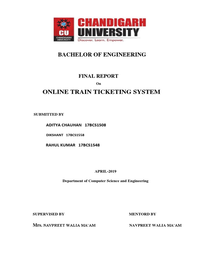 Online Train Ticketing System Bachelor Of Engineering Pdf Python Programming Language