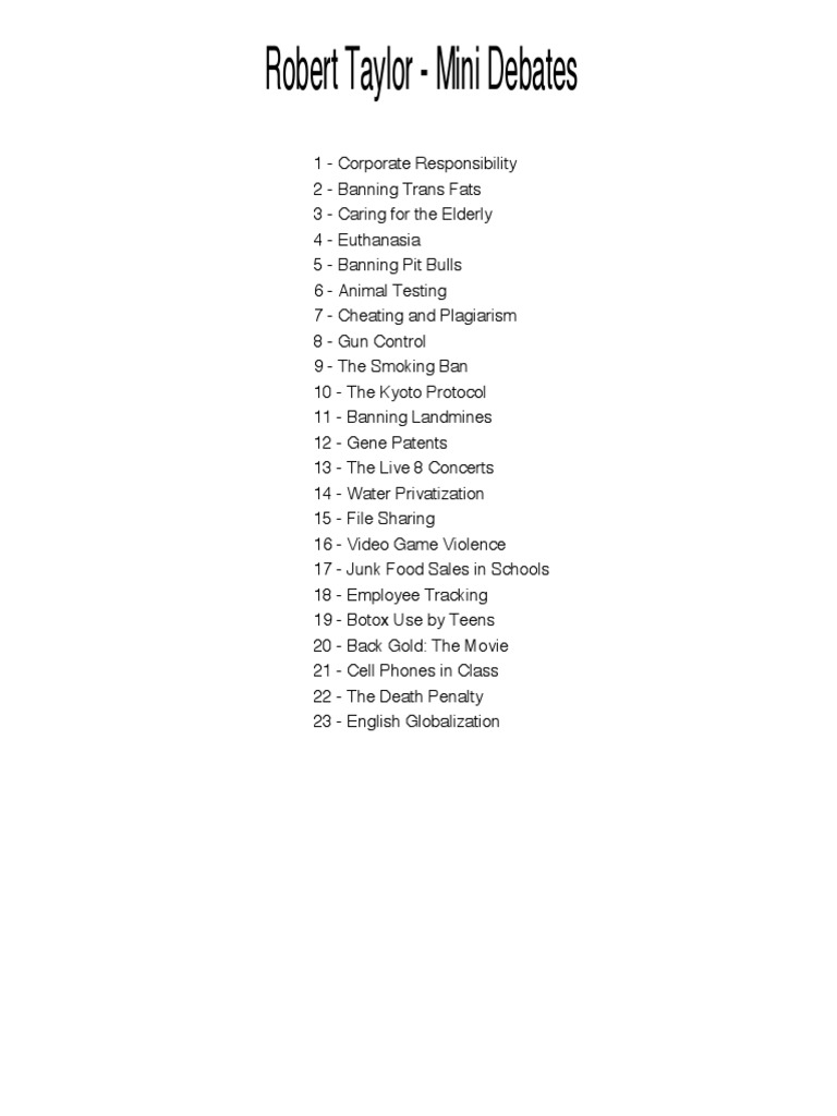 Mini Debates Worksheet Advanced Level PDF | PDF | Trans Fat | Terminal ...