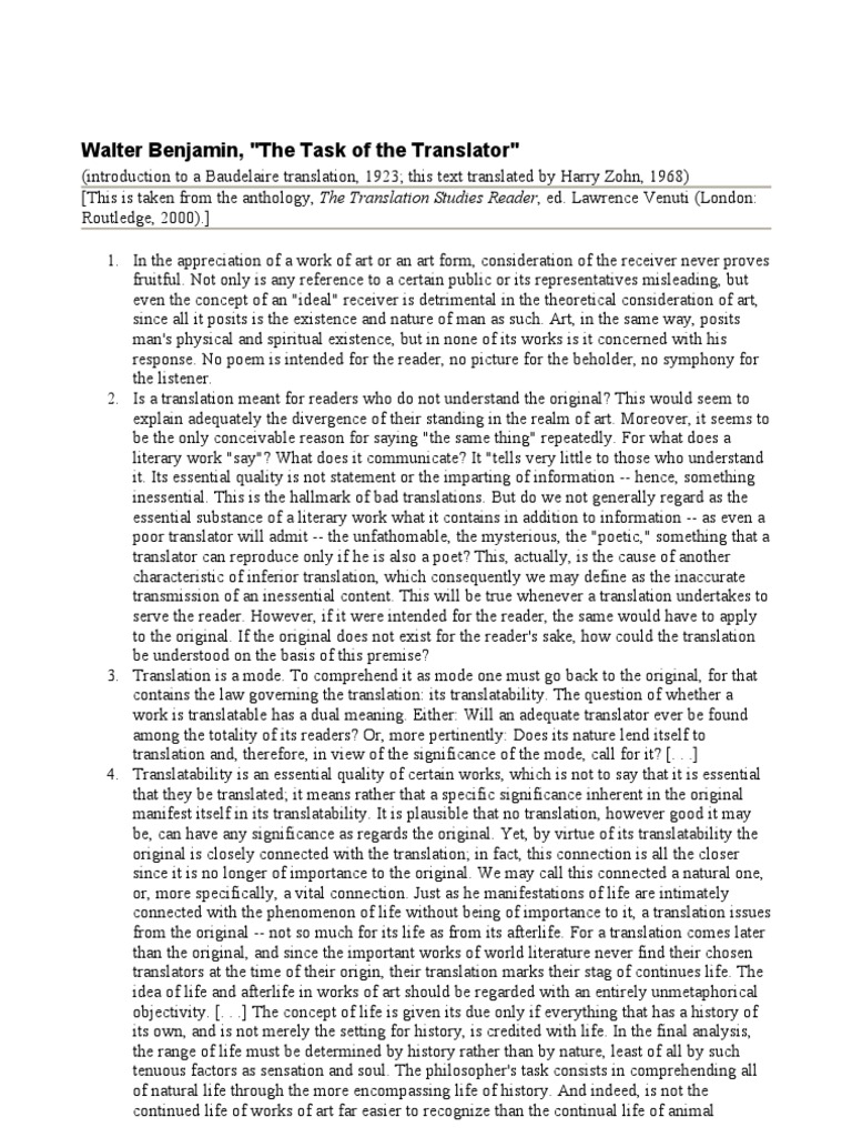 The Task of The Translator | PDF | Translations | Linguistics